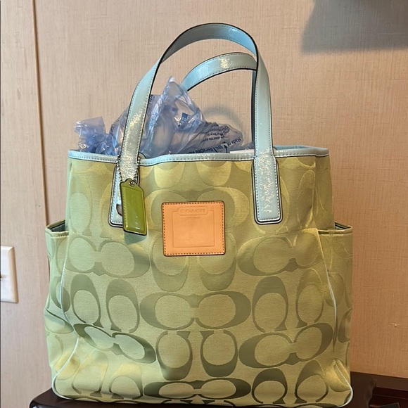 Coach | Bags | Rare Coach Green Tote Bag | Poshmark